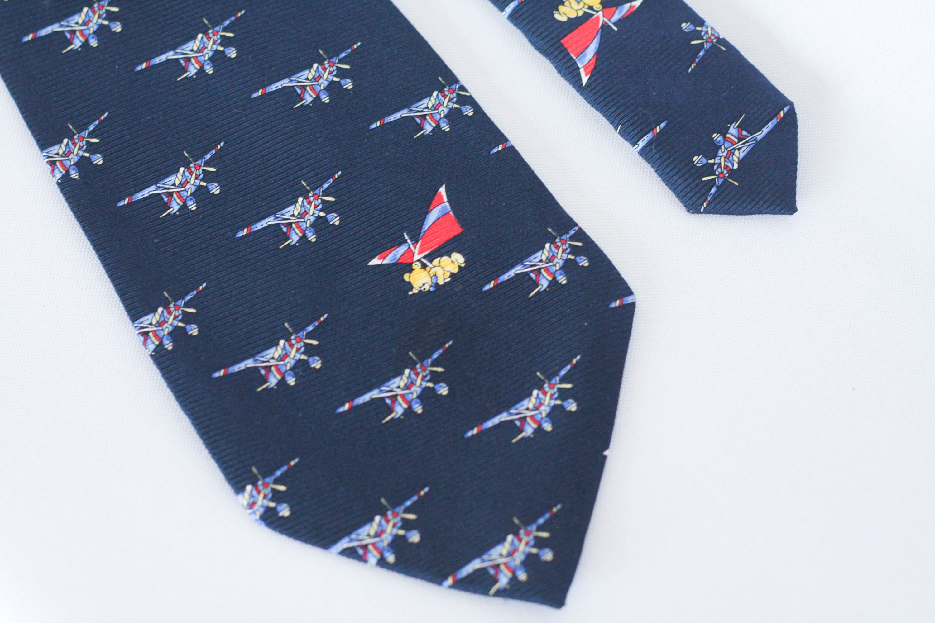 Airplane Tie Vintage Tie Made in Italy Planes Tie Air Tie Teddy Bear ...