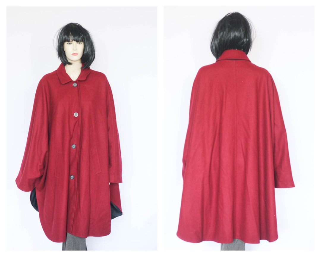 Burgundy Cape Wool Cape Cape Coat Overcoat Warm Coat Winter Coat Women ...