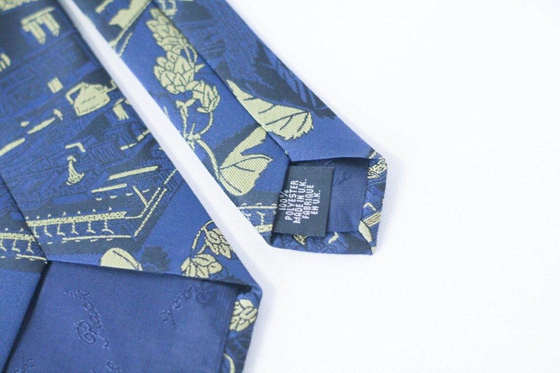 Navy Blue Tie Brevery Tie Beer Fun Tie Beer Plant Abstract Tie Gift for ...