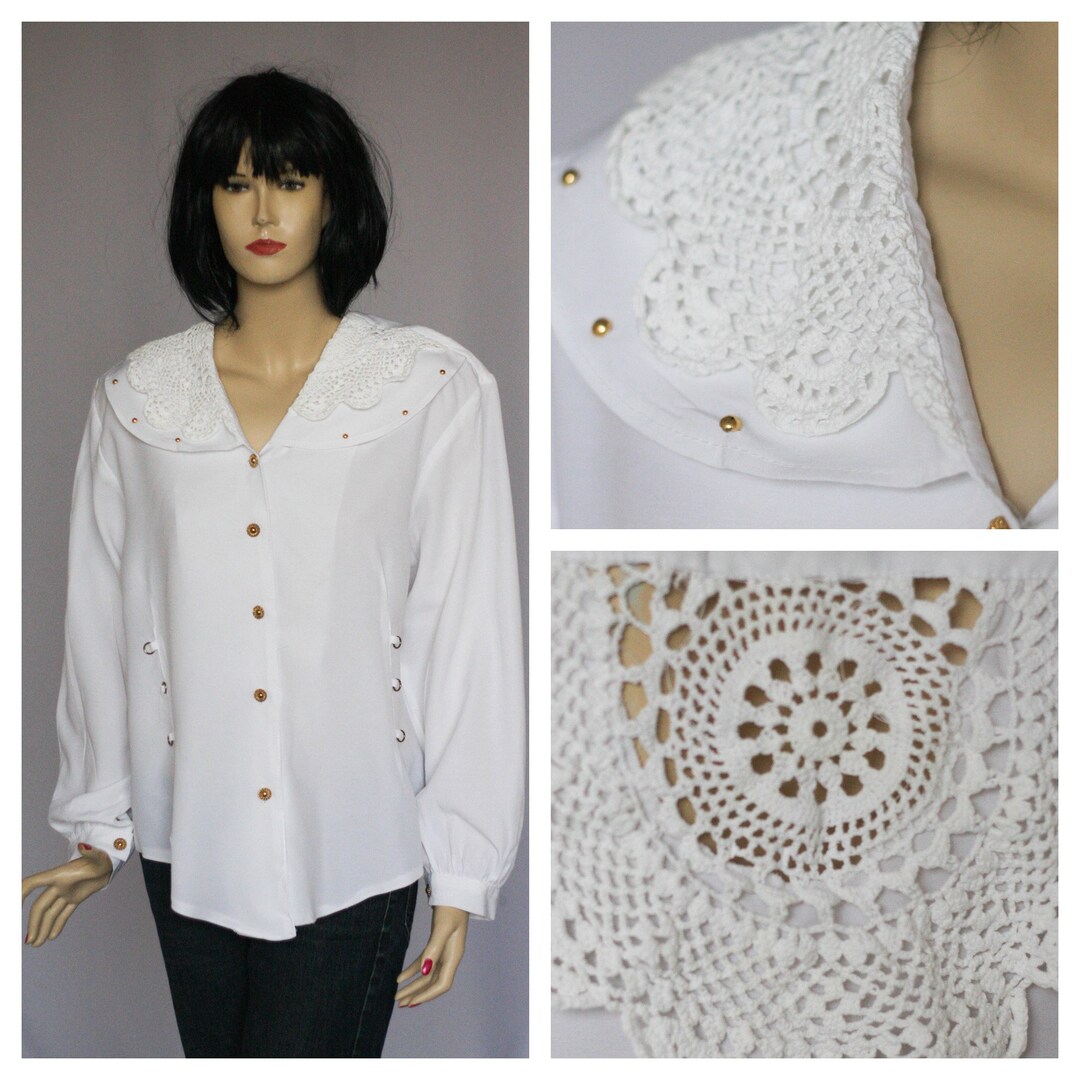 Victorian Blouse Macrame Blouse White Blouse Elegant Blouse Cotton ...