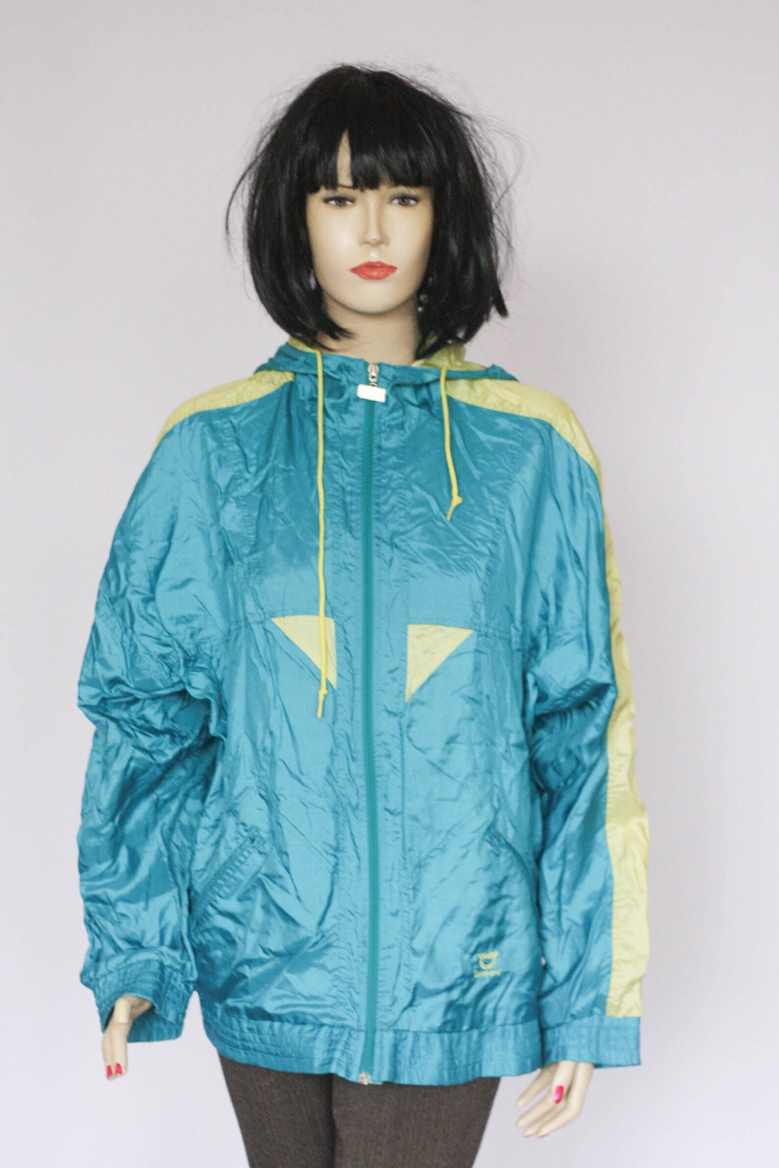 Turquoise Jacket Retro Sportwear Womens Windbreaker Sport Top Size ...