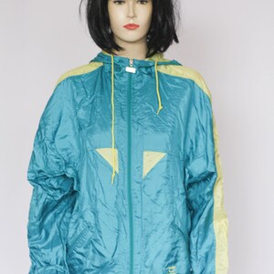 Turquoise Jacket Retro Sportwear Womens Windbreaker Sport Top Size ...