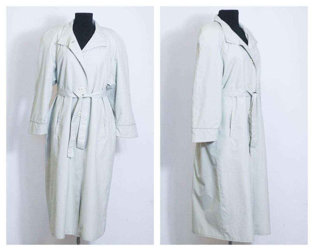 Vintage Belted Trench Womens Trench Spring Coat Size Medium Fabric Coat ...