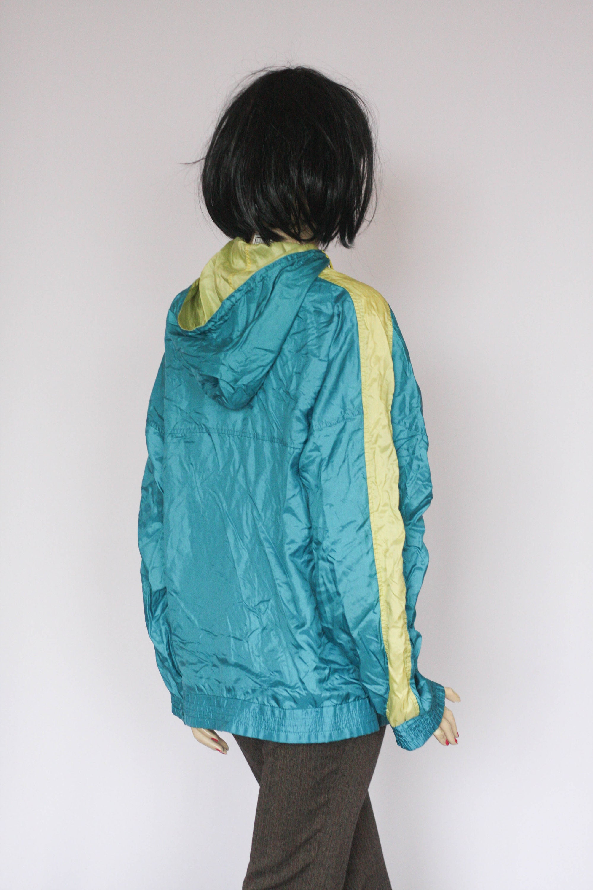 Turquoise Jacket Retro Sportwear Womens Windbreaker Sport Top Size ...