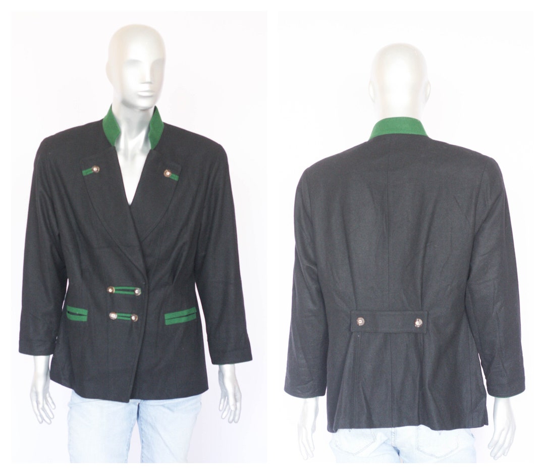 Oktoberfest Black Wool Blazer German Jacket Trachten Jacket Alpine ...