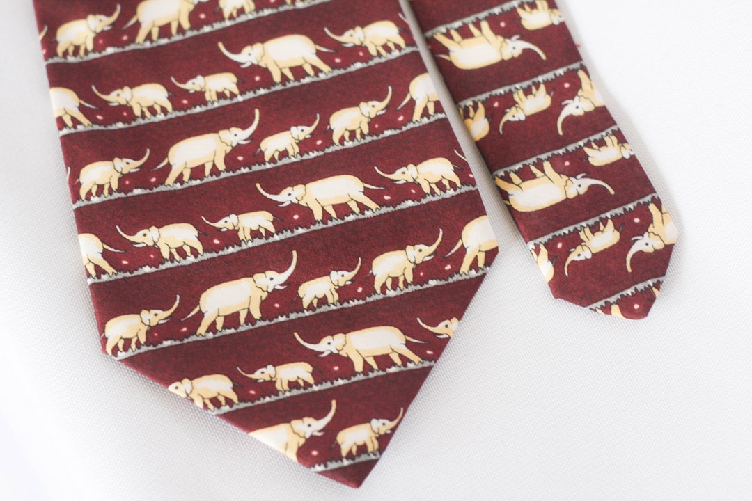 Asian Elephant Tie Men's Tie Purple Tie Animals Tie Nature Print Asian ...