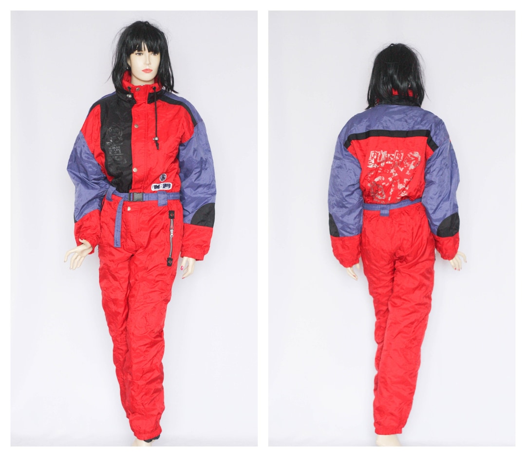 Vintage Red Suit Ski Siut Womens Suit Snow Suit Winter Jumpsuit Ladies ...