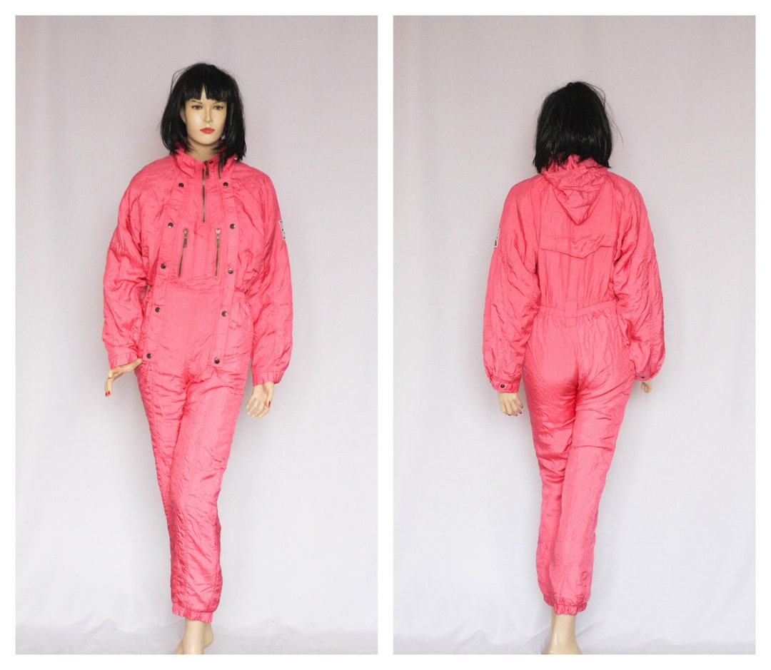 Vintage Pink Suit Ski Siut Womens Suit Snow Suit Winter Jumpsuit Ladies ...