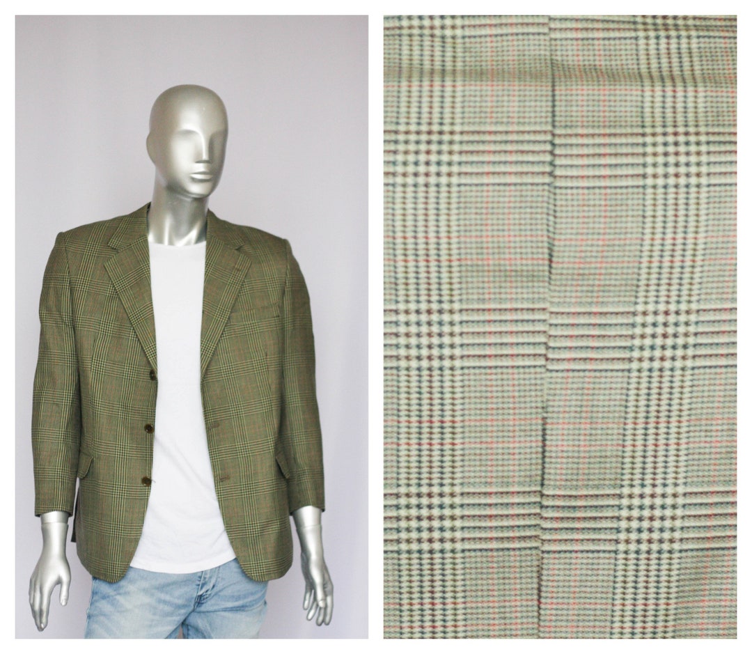 Mens Plaid Blazer Wool Blazer Checkered Coat Mens Outwear Sport Jacket ...