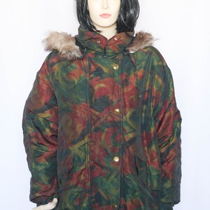 Vintage Abstract Winter Coat Warm Jacket Shell Coat Womens Ski Jacket ...
