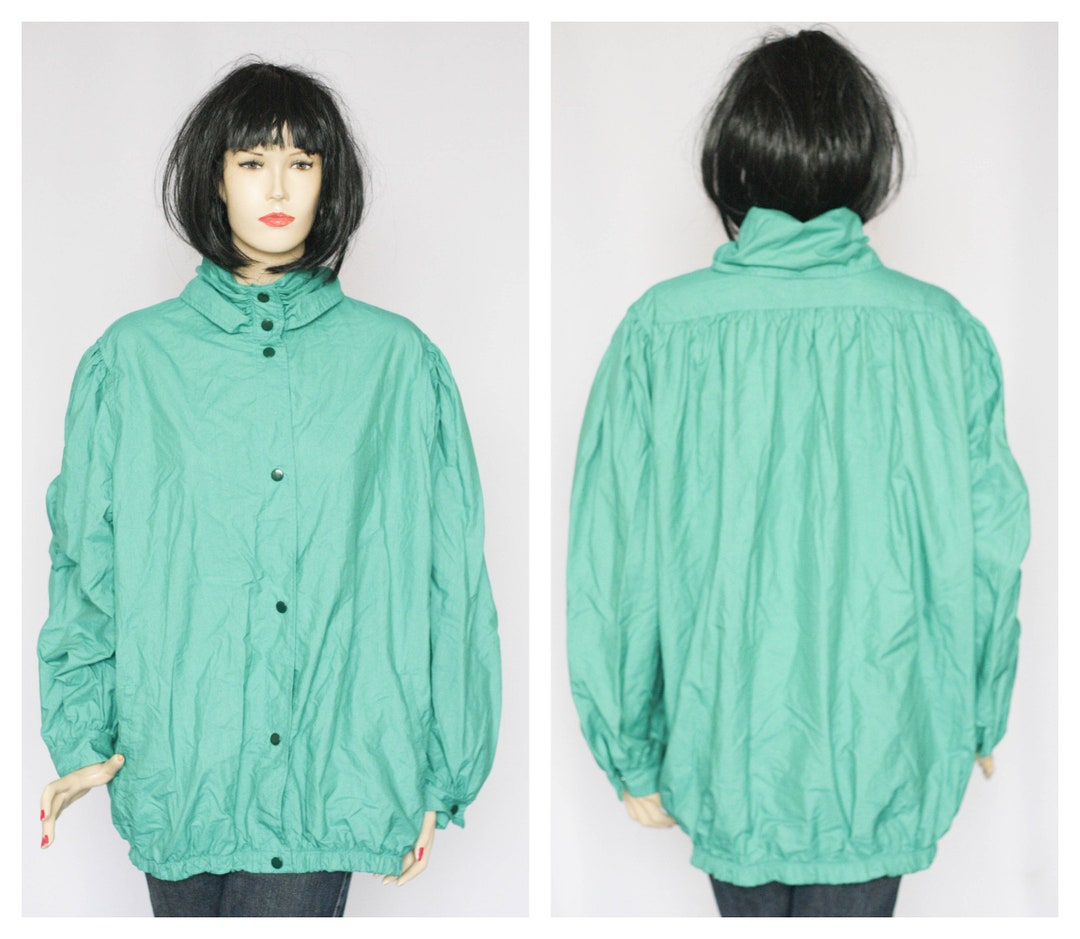 Green Track Top 90s Oversized Track Jacket Womens Windbreaker Sport ...