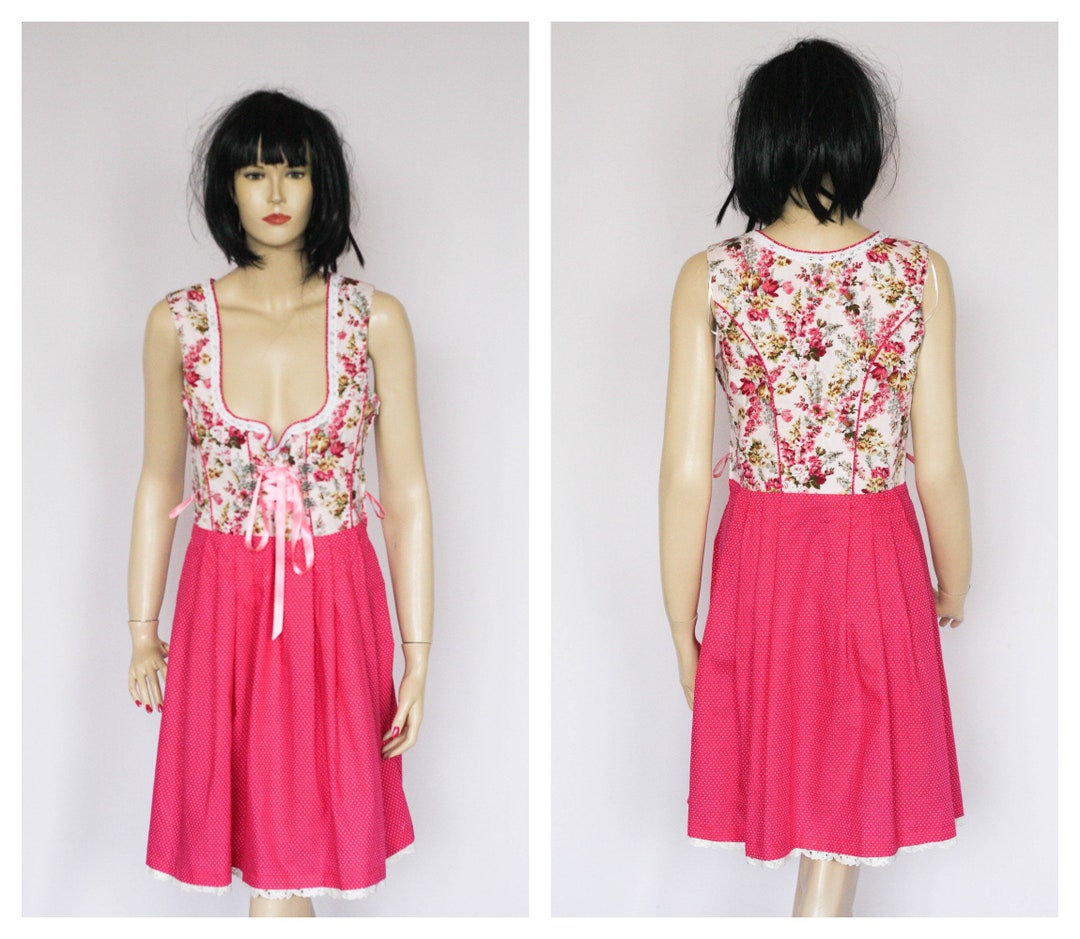 Vintage Dirndl Dress Womens Dress Red Dress German Dress Alpine Dress ...