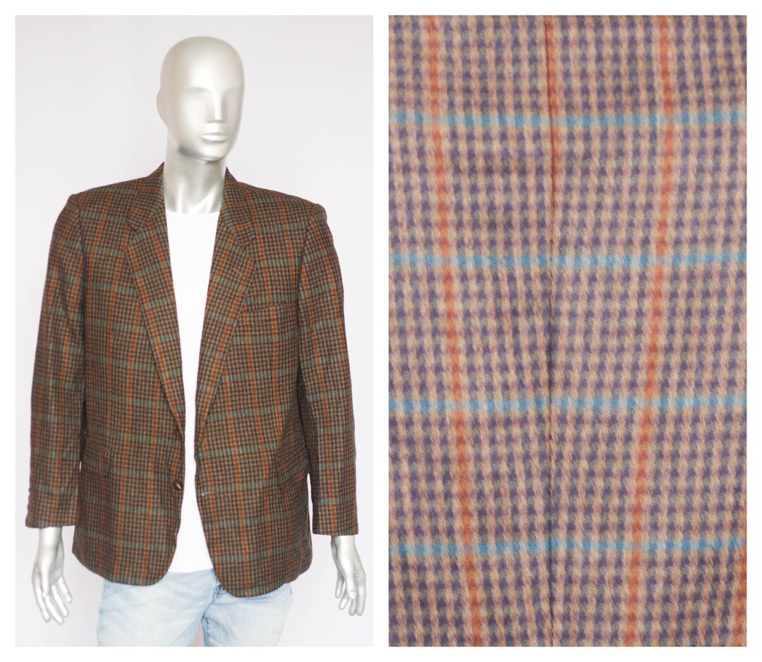 Mens Plaid Blazer Wool Blazer Checkered Coat Mens Outwear Sport Jacket ...
