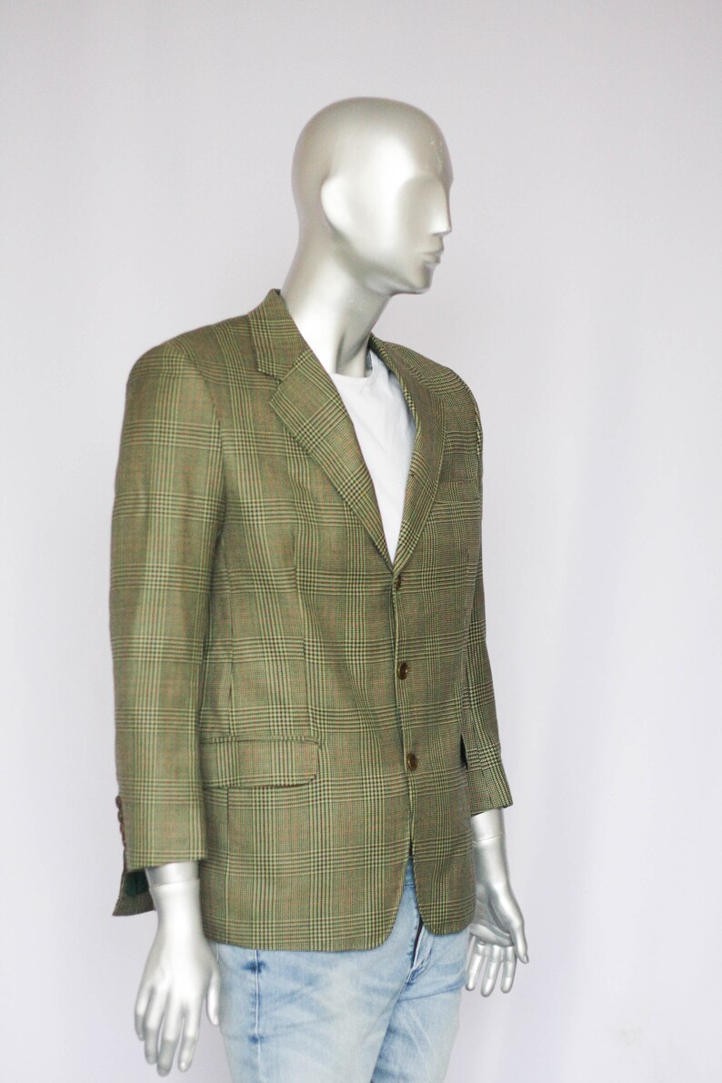 Mens Plaid Blazer Wool Blazer Checkered Coat Mens Outwear Sport Jacket ...