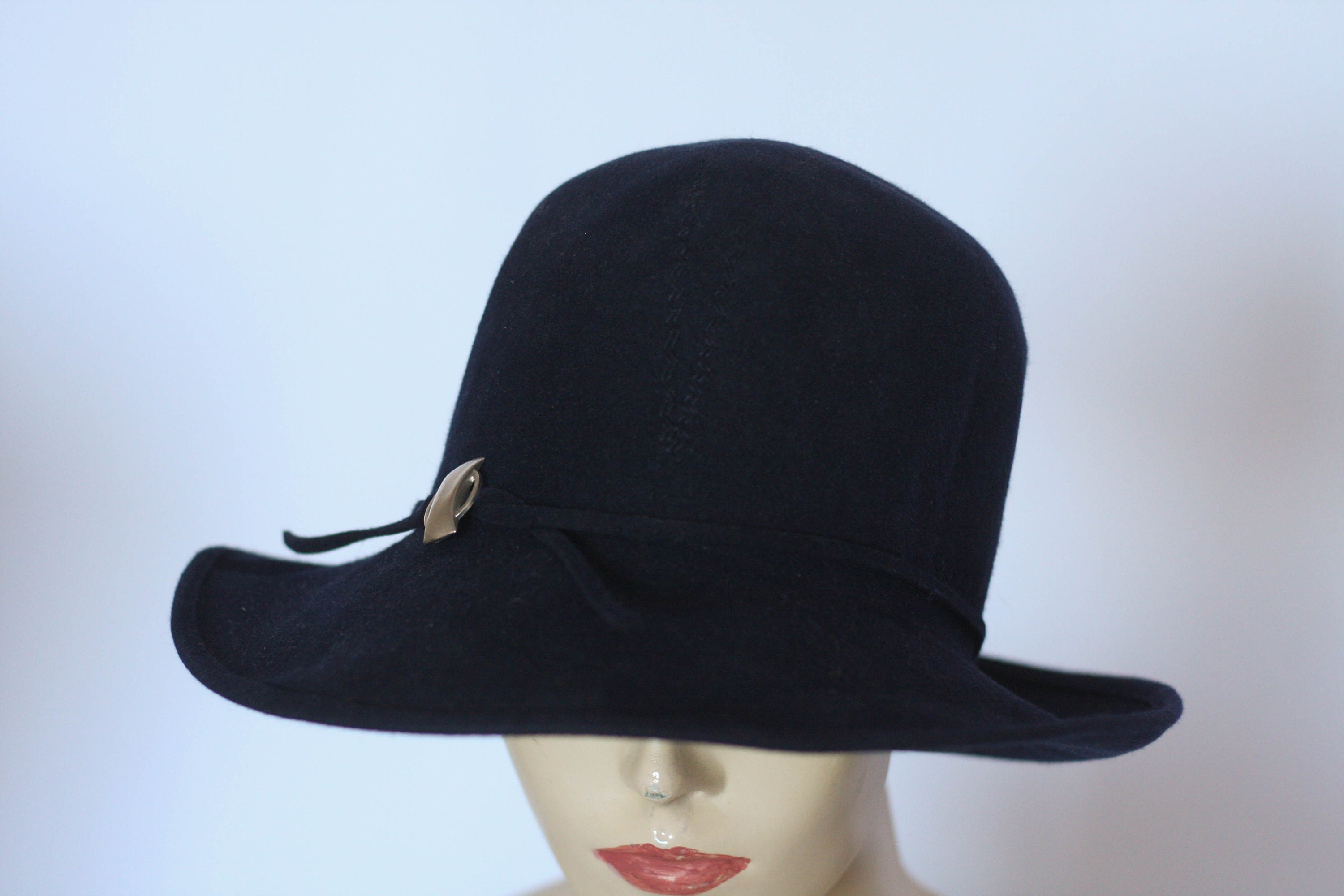 Dark Blue Hat Womens Hat Felt Hat Retro Hat Festival Hat - Etsy