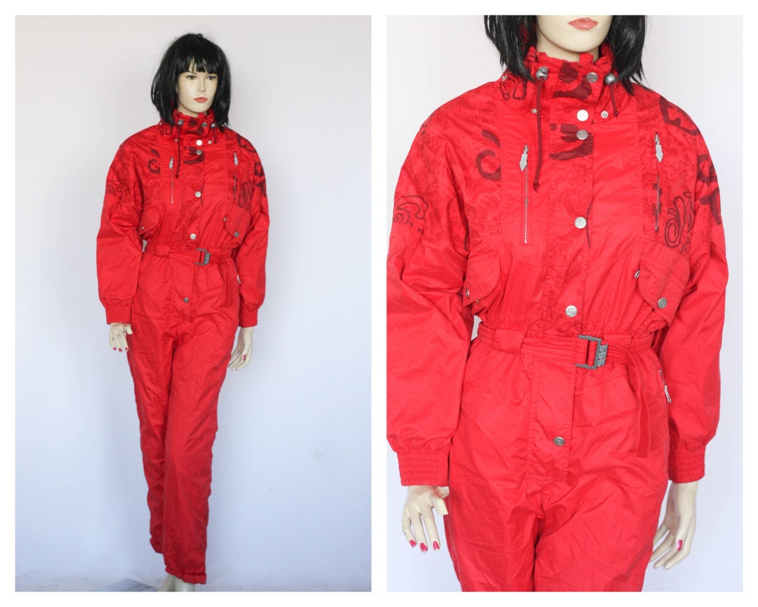 Funky Red Ski Suit Womens Ski Suit Winter Suit Warm Suit Snow Suit Warm ...