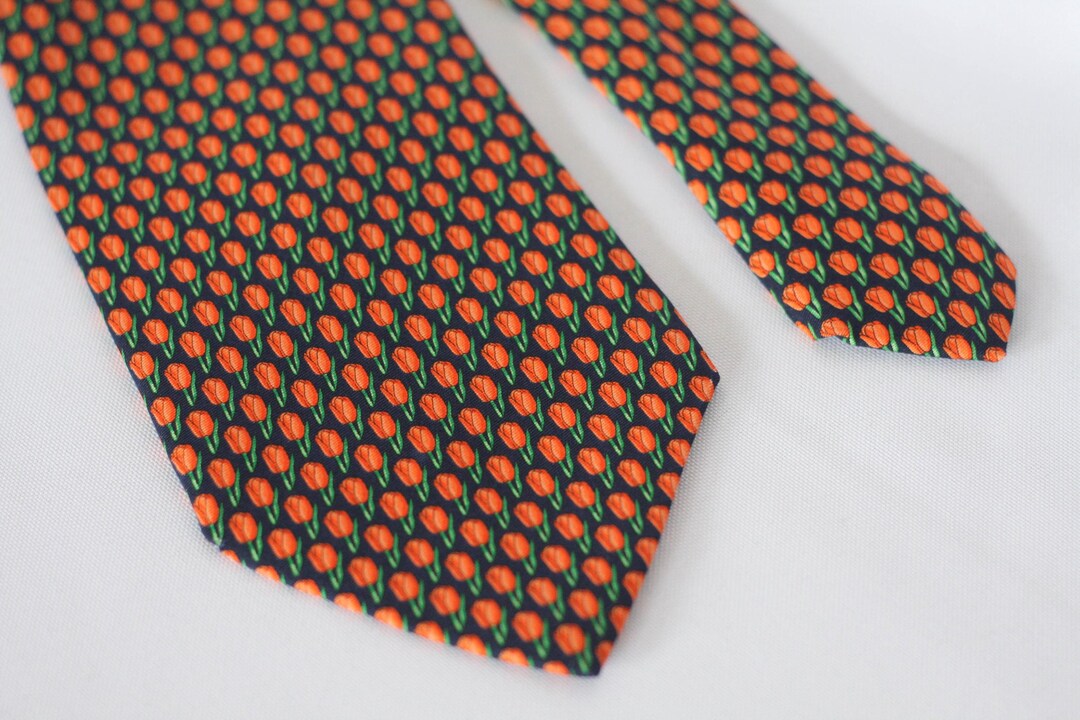 Small Tulip Tie Italian Flowers Tie Spring Flowers Flowers Print Men's ...