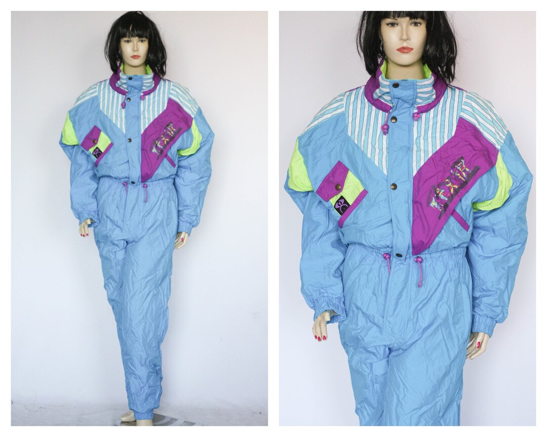 Oversized Blue Ski Suit Womens Ski Suit Winter Suit Warm Suit Snow Suit ...