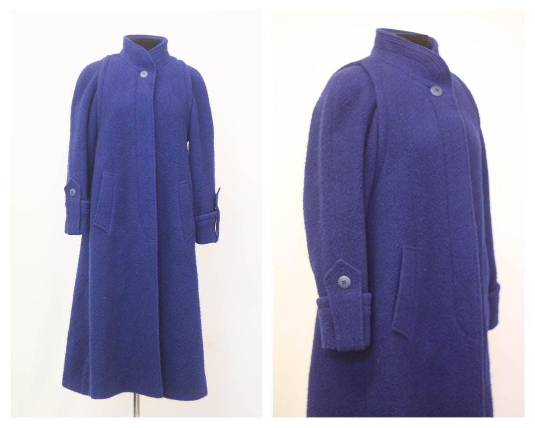 Cobalt Blue Wool Vintage Coat Winter Coat Felt Coat Warm Coat Retro ...