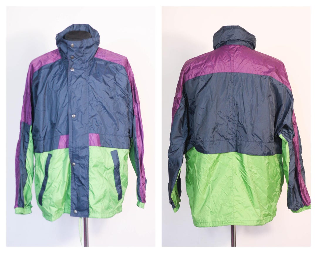90s Raincoat Vintage Windbreaker 90s Windbreaker Shell Jacket Men's ...