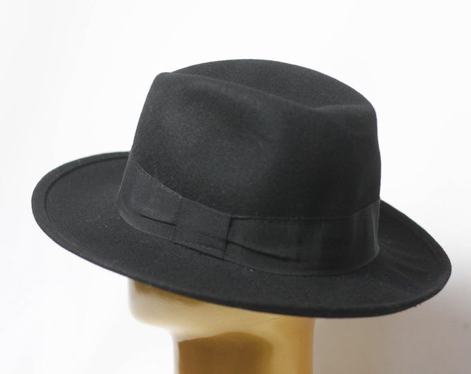 Vintage Italian Wool Hat Womens Fedora Size Small 56 Black Hat Wool Hat ...