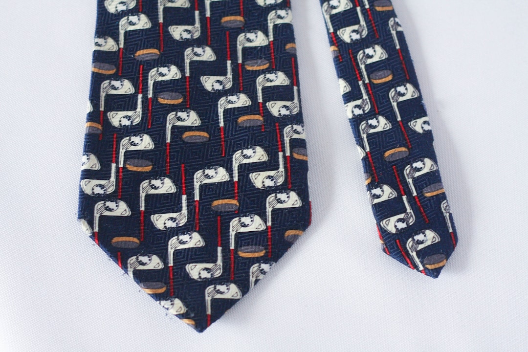 Golf Tie Mens Tie Vintage Tie Sport Tie Dark Blue Tie Golf Club Golfing ...