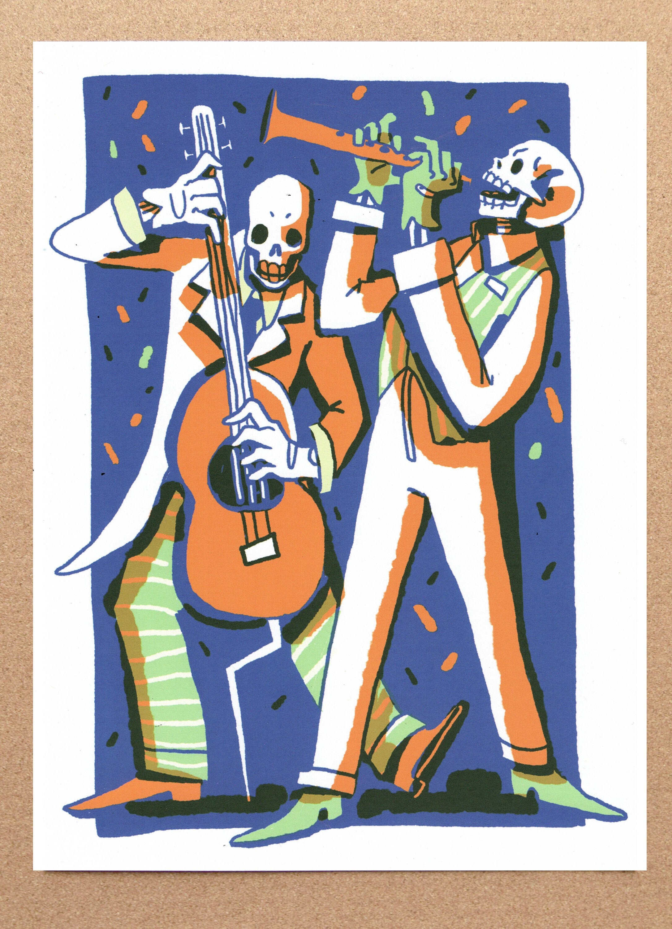 Skeleton Band A4 Art Print - Etsy