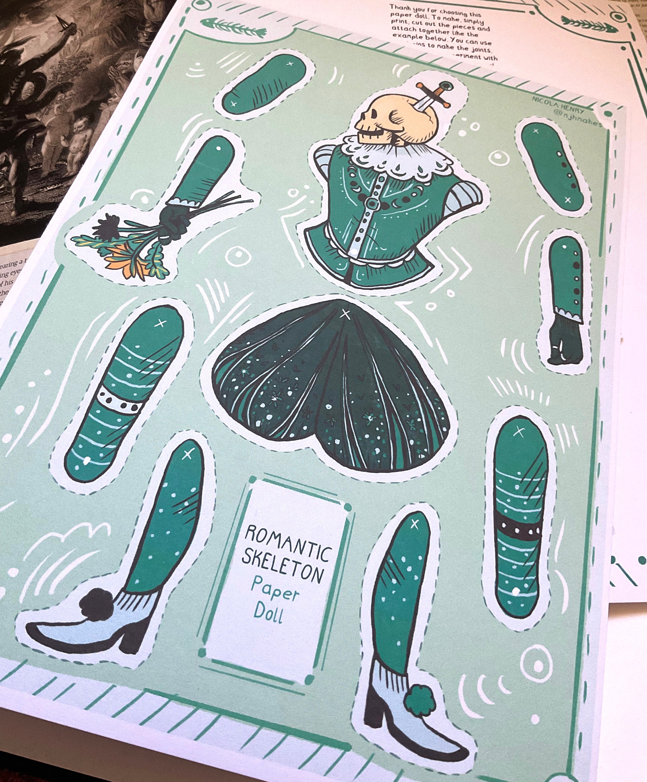 Romantic Skeleton Paper Doll PDF Download Halloween DIY - Etsy