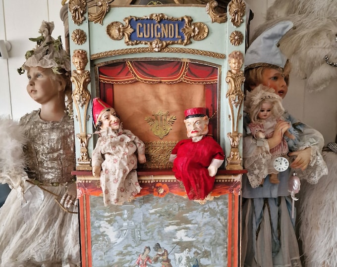 Late 19th-century Guignol Puppet Theater With 2 Original Puppets - Etsy