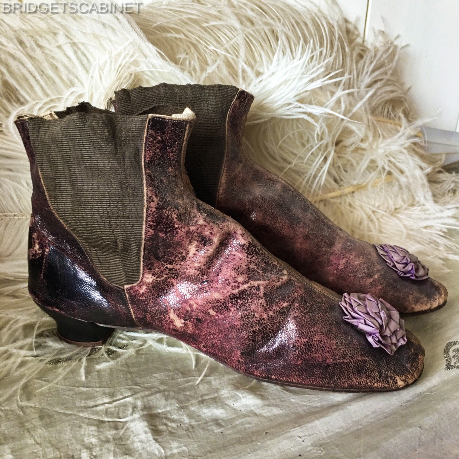 Early 19th. Century French Leather Purple Violet Shoes Boots | Etsy