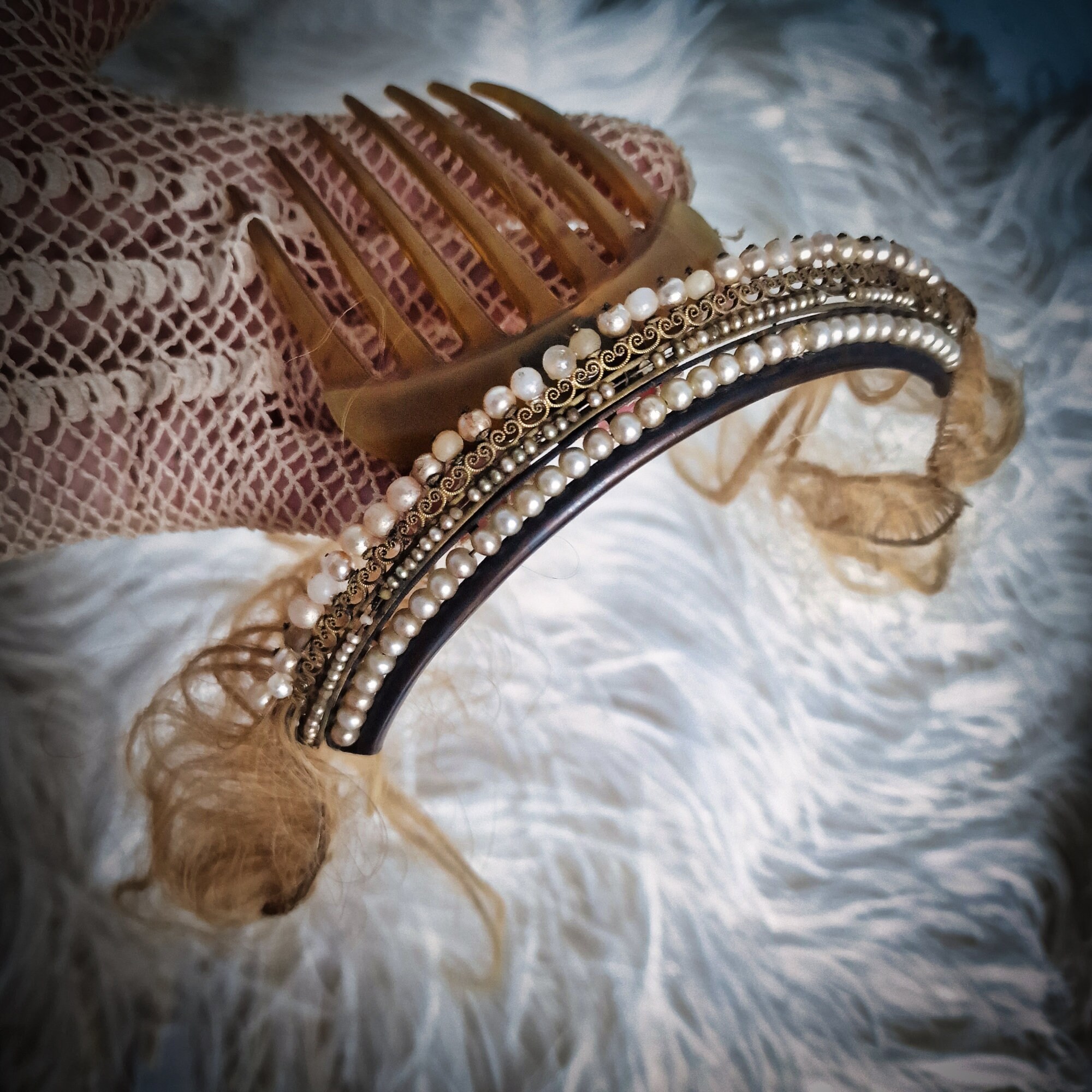 1850s Hair Comb Tiara With Real Hair Pieces - Etsy