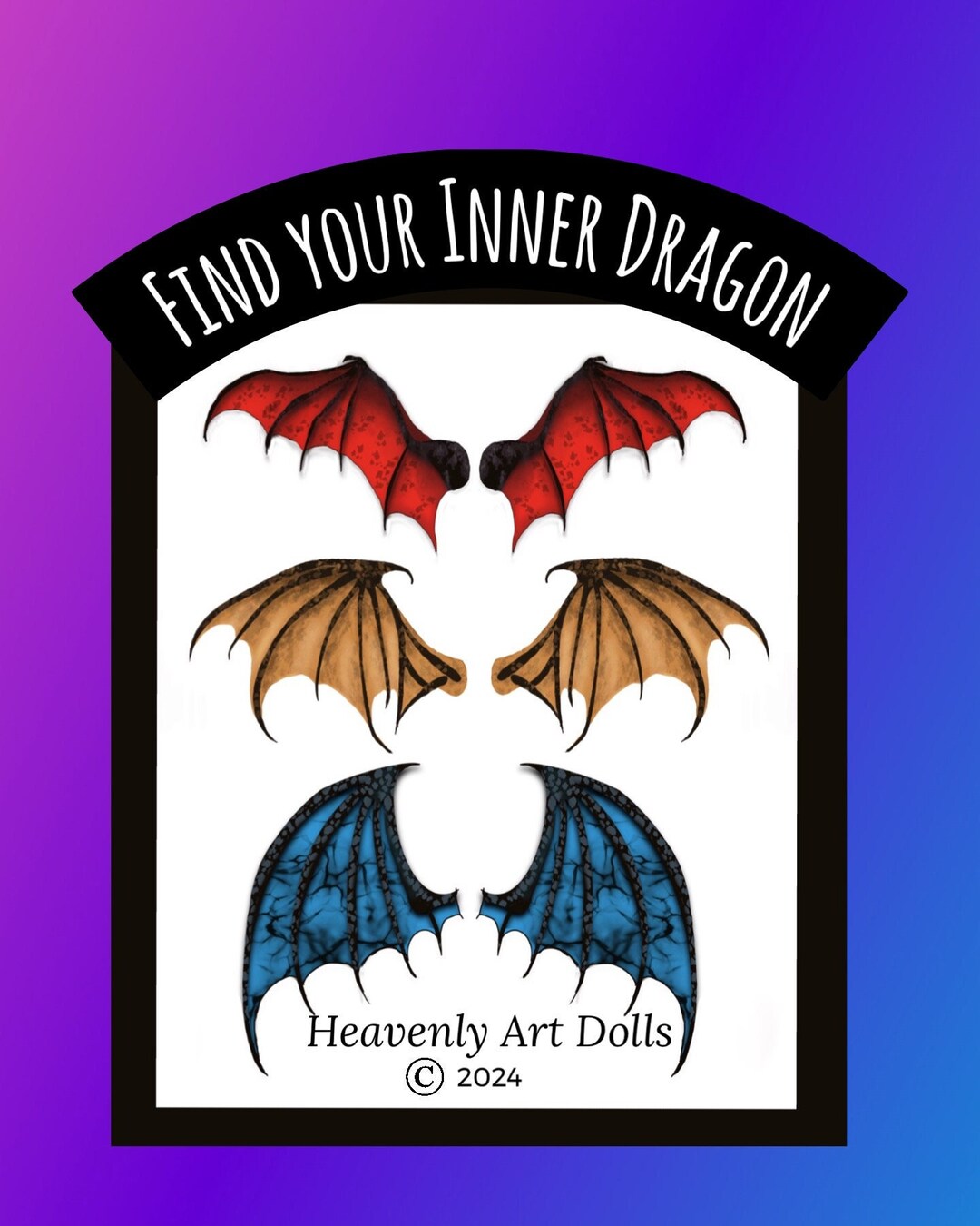 Find Your Inner Dragon. High Resolution Digital Print. Doll Making ...
