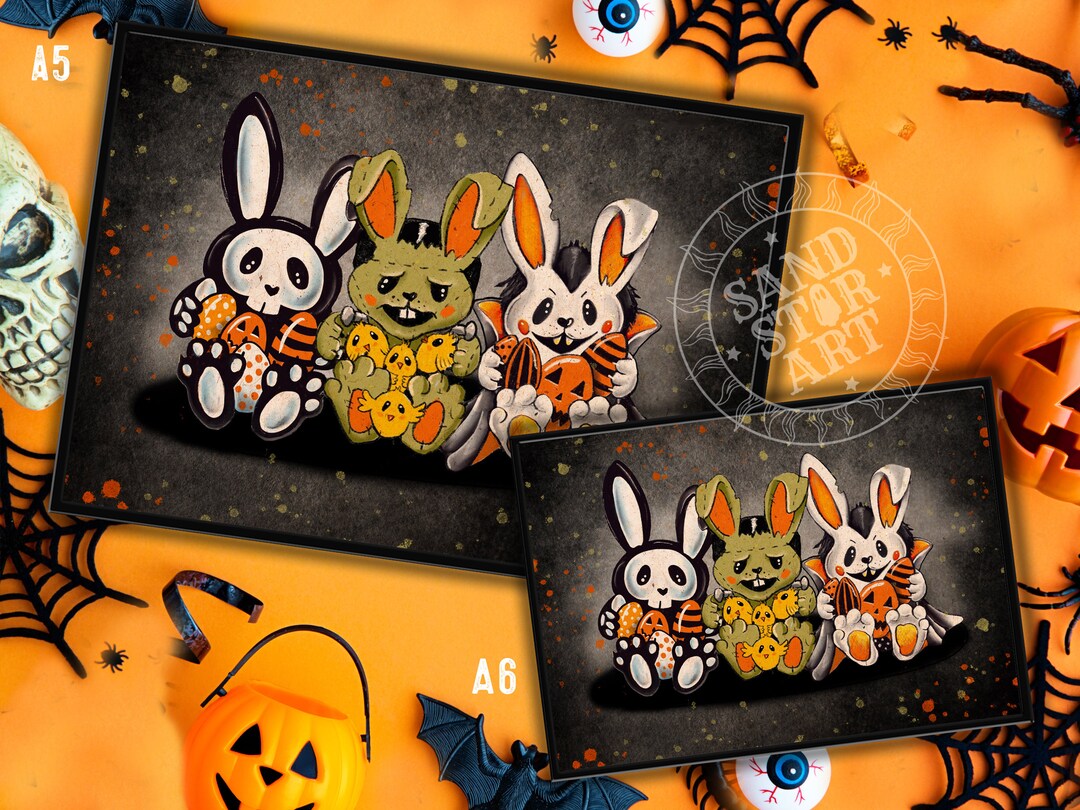 Spooky Easter Trio A6 or A5 Art Print by Sandstar Art : - Etsy