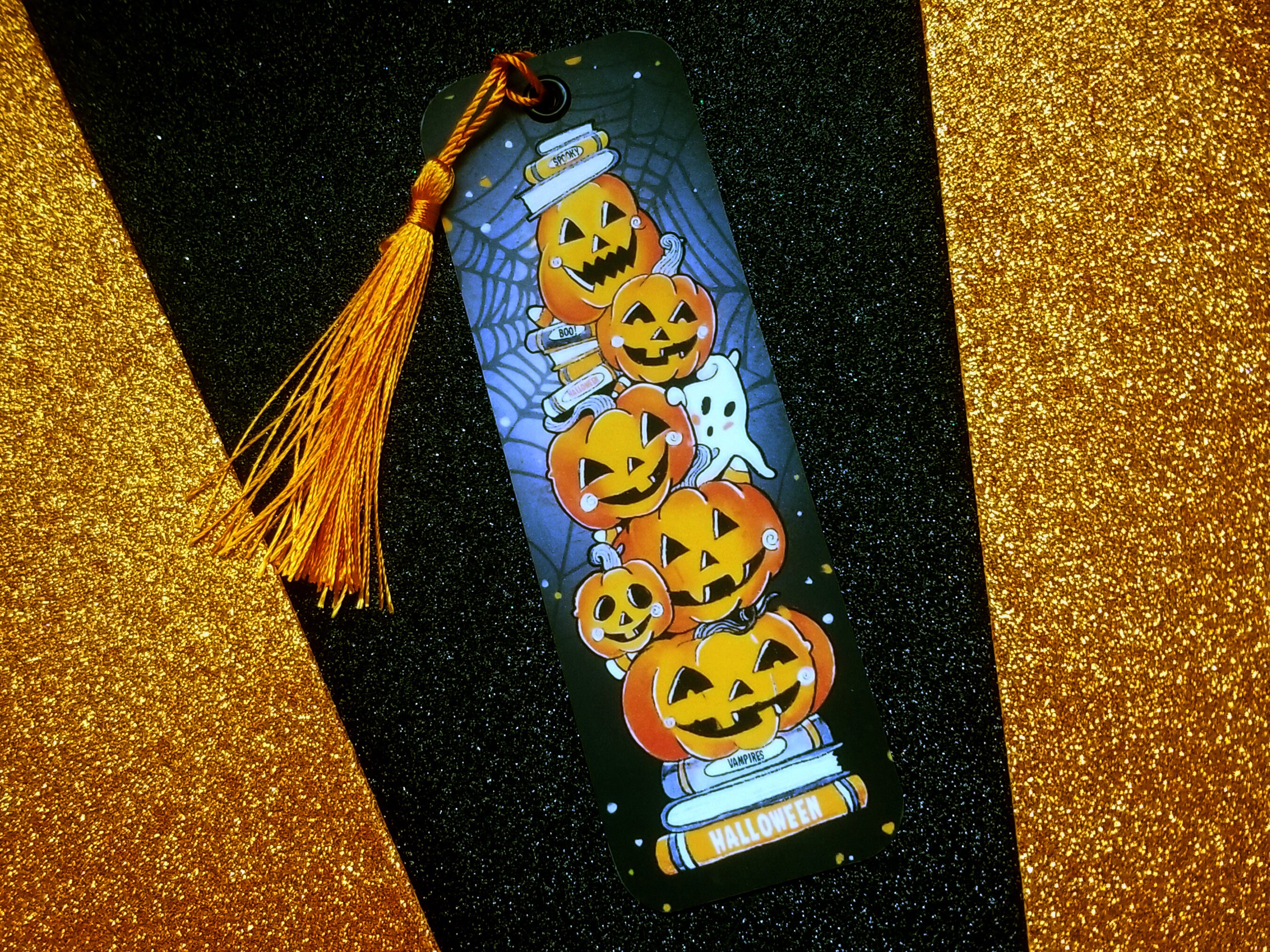 Halloween Bookmark : Pumpkin Galore Bookmark by Sandstar Art. | Etsy