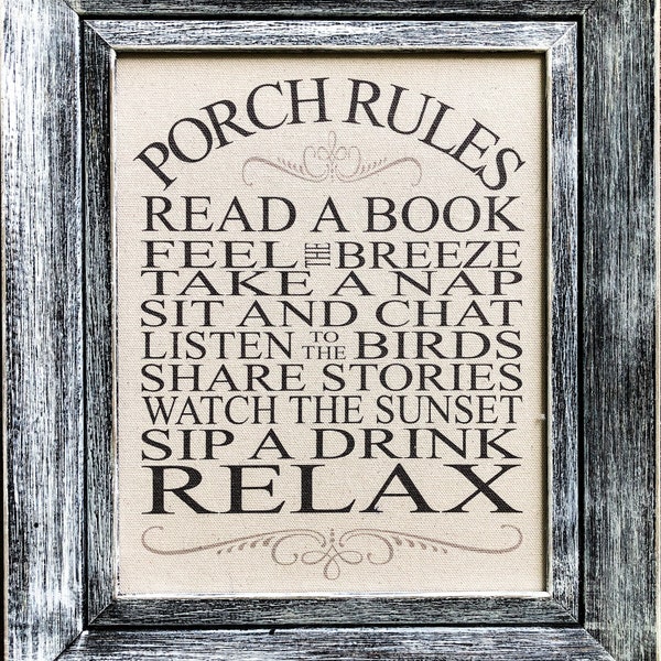 Porch Rules Sign - Etsy