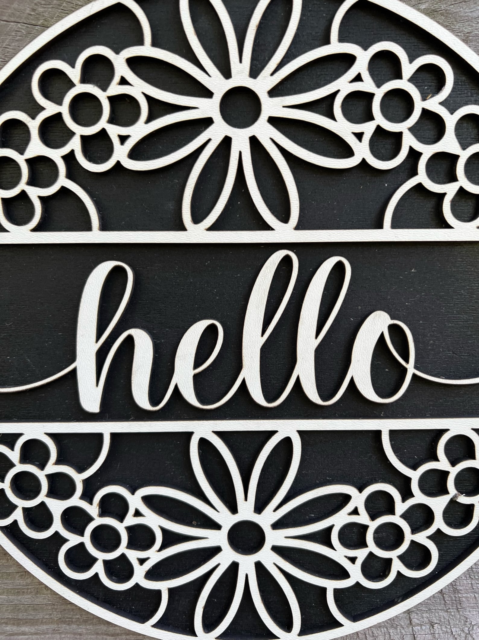 Front Door Sign, Hello Wood Round , Farmhouse Style, Laser Engraved ...