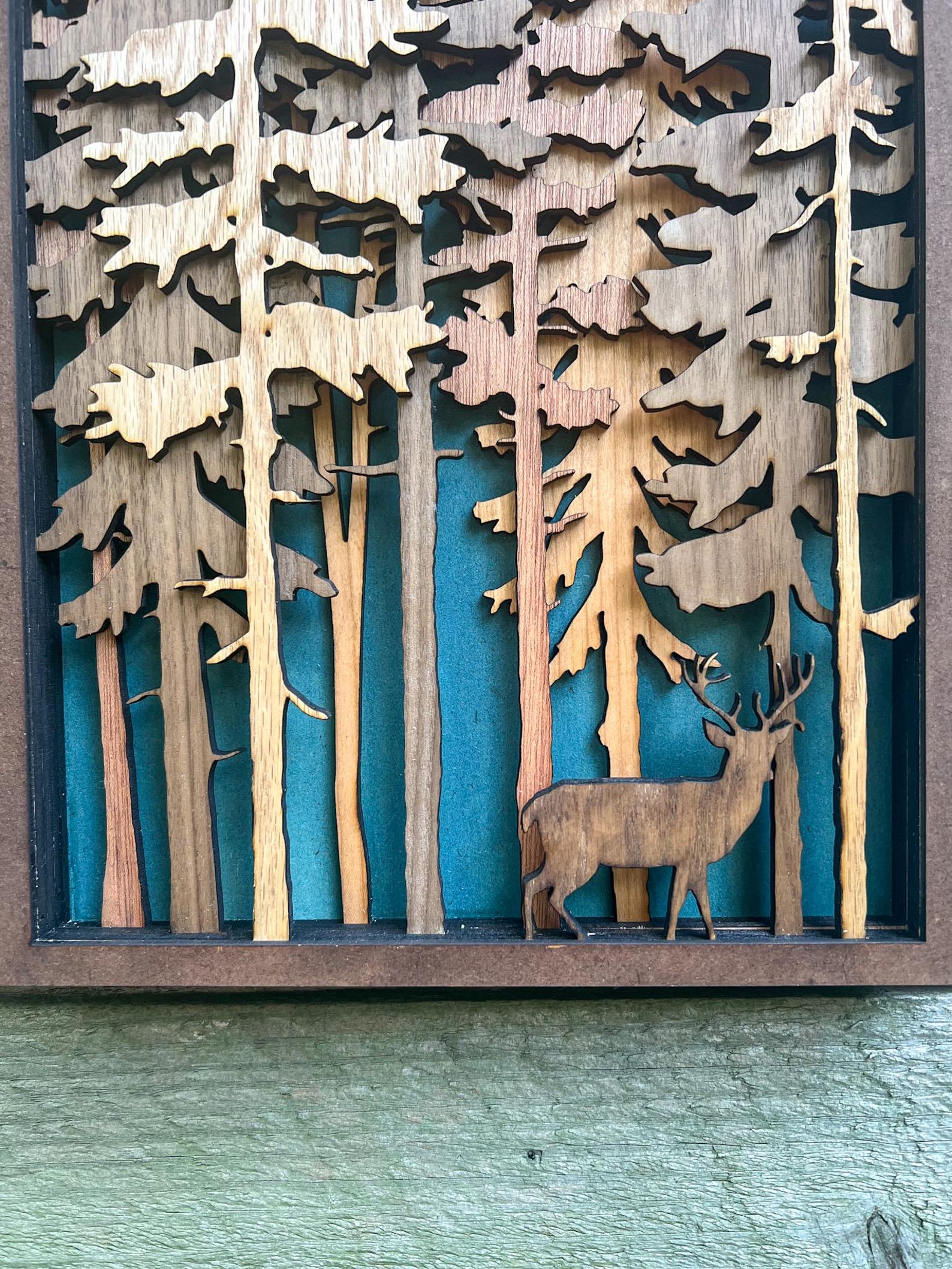 Laser Cut Wood Forest Scene: Majestic Deer Shadow Box Art - Etsy