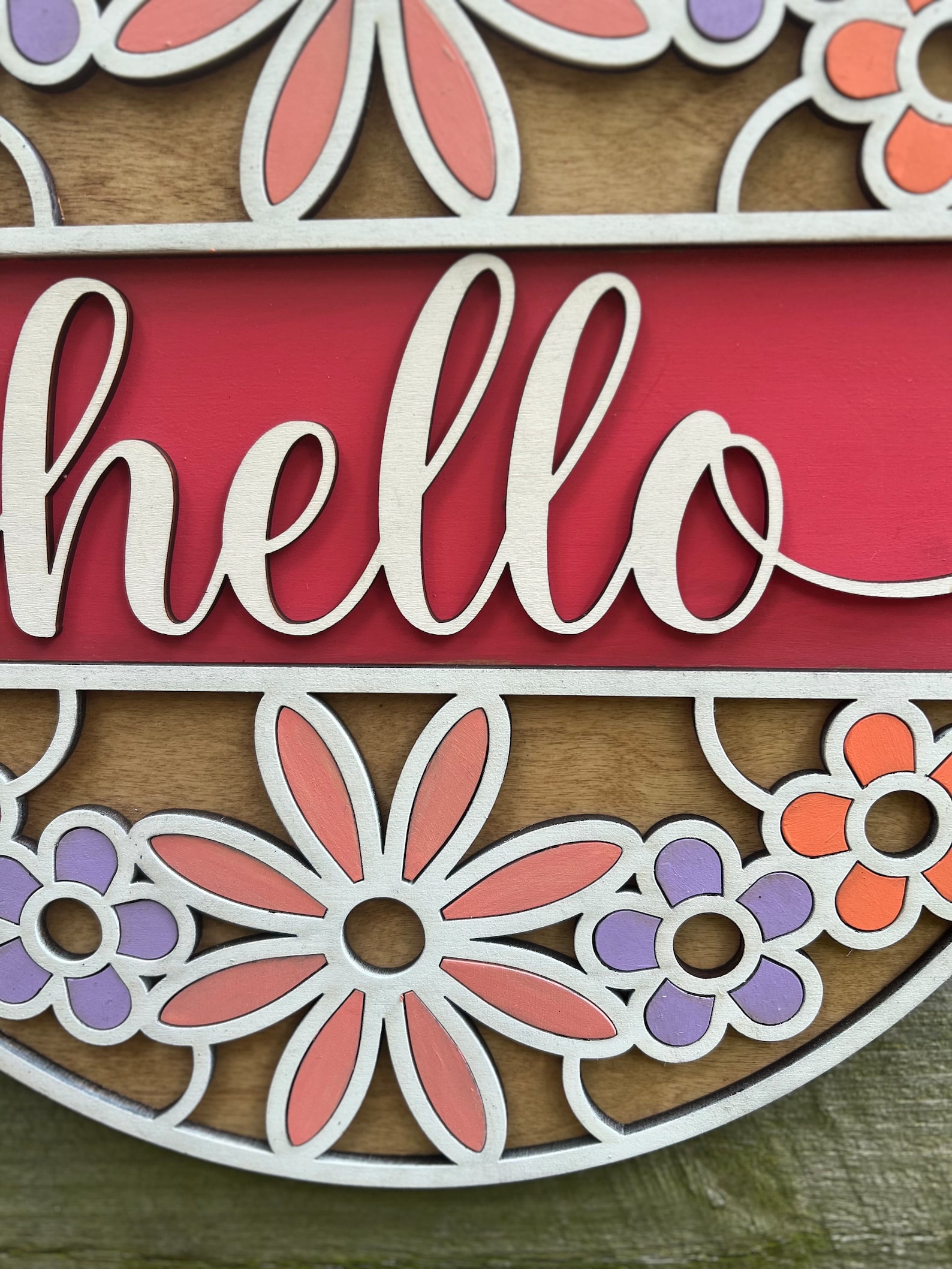 Front Door Sign, Hello Wood Round , Farmhouse Style, Laser Engraved ...