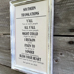 Funny Southern Sign, Southern Translations, Moving to the South Gift ...