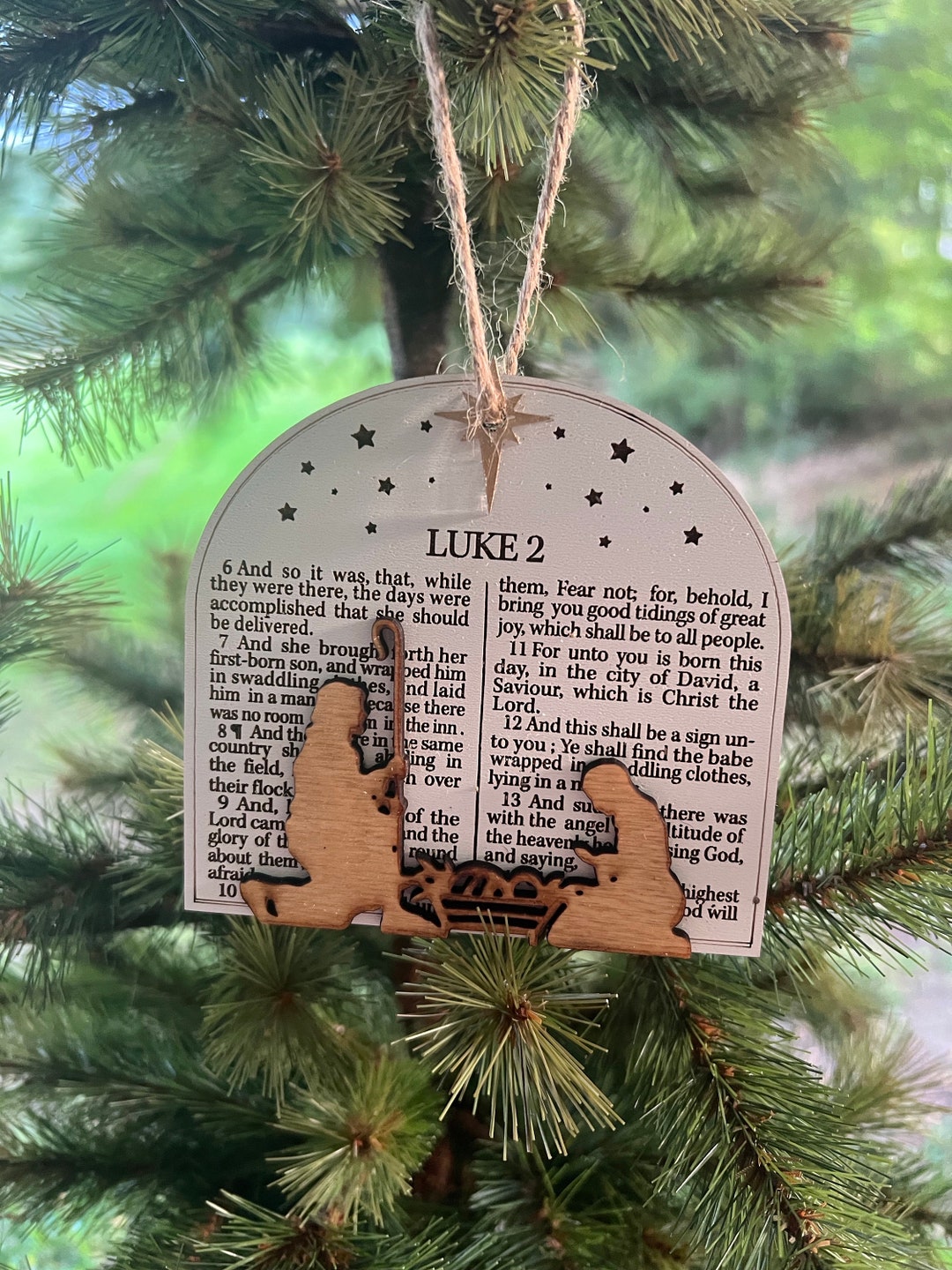 Luke 2 Scripture Ornament, the Christmas Story, Jesus Mary and Joseph ...