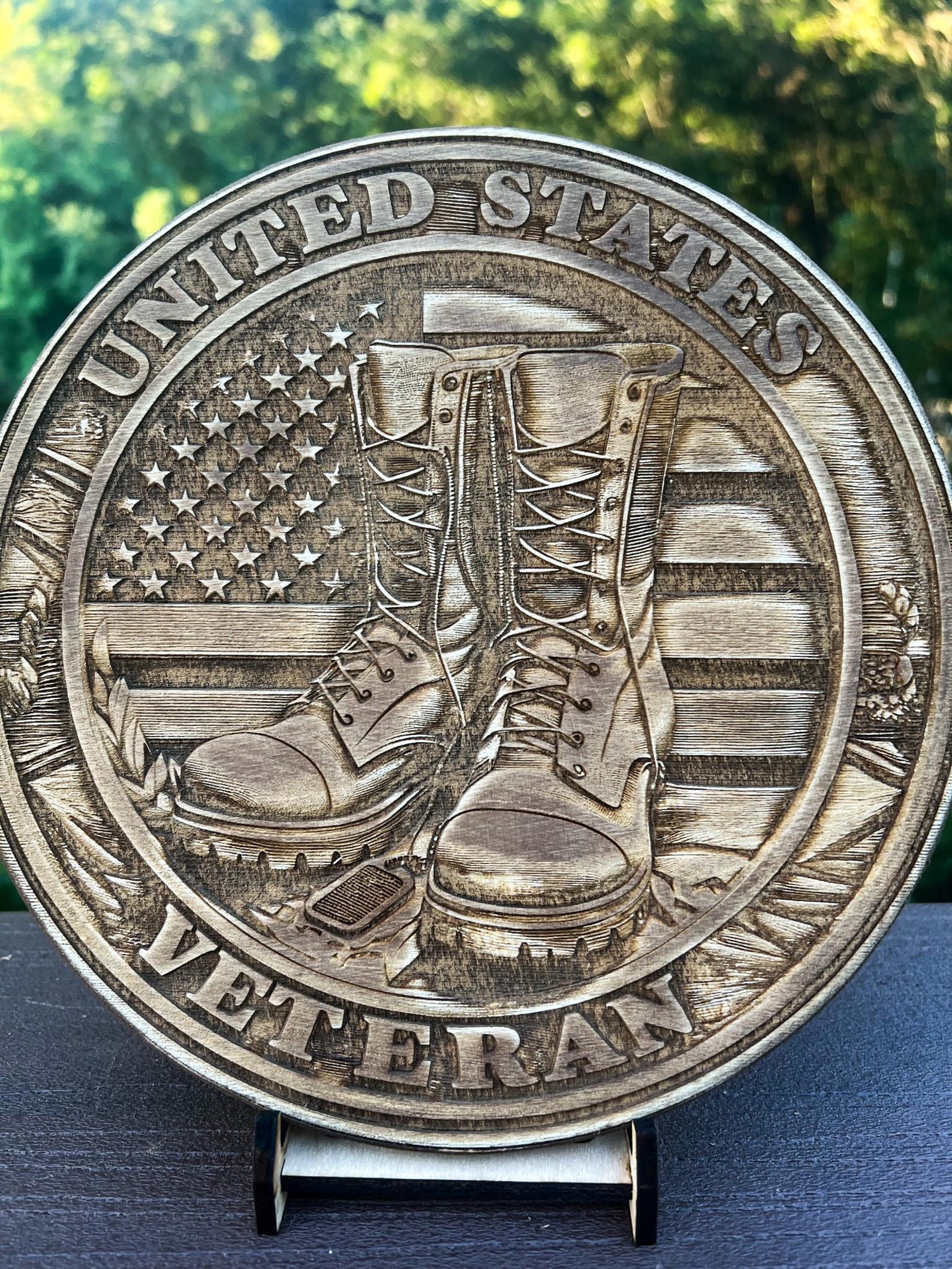 US Veteran Tribute, Laser Engraved, Custom Combat Boots, American Flag ...