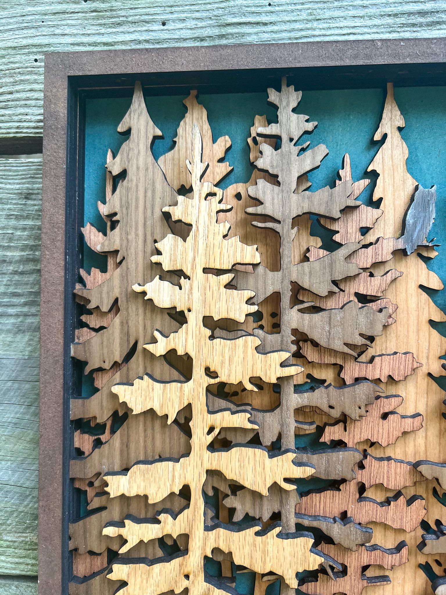 Laser Cut Wood Forest Scene: Majestic Deer Shadow Box Art - Etsy