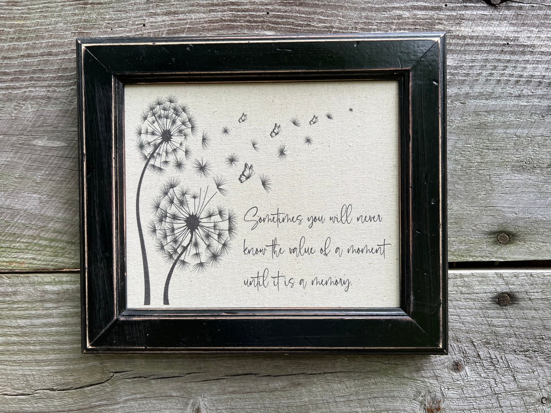 Shabby Chic Framed Canvas Print: Dandelion Memory Quote - Etsy