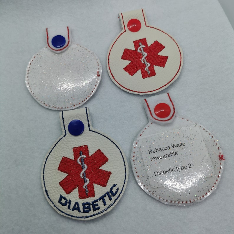 ITH Medical Badge Diabetic Keyring Fob Tag - Fits 4x4 Hoop - Etsy
