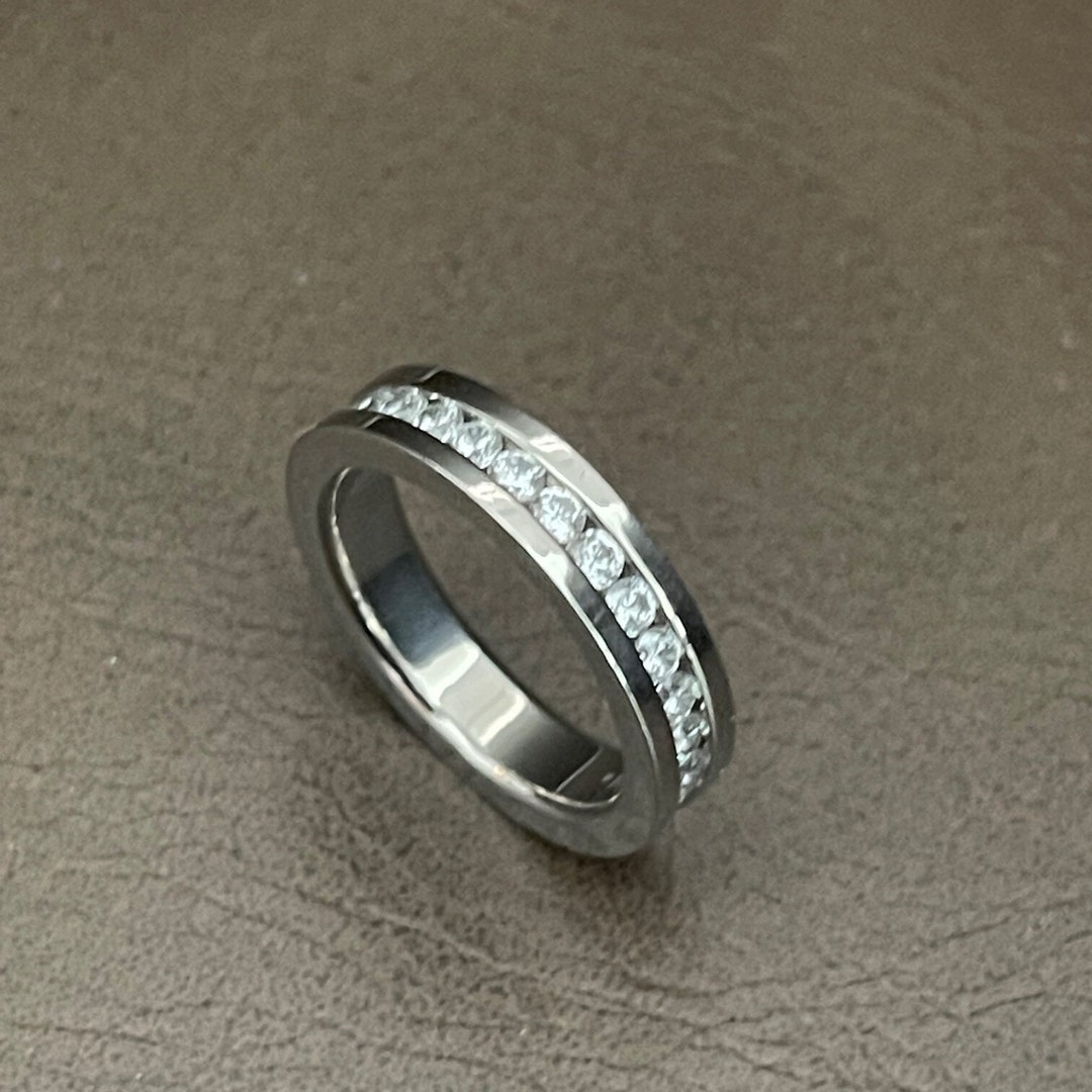 Personalized Titanium Eternity Ring, Gold White IP Plated 3mm Wedding ...