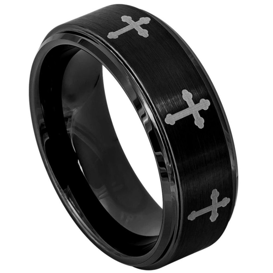 Custom Laser Engraved Ring for Couples, Free Personalized Black IP ...