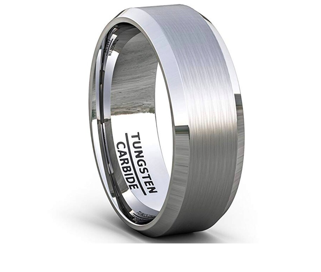 Personalized Engraving 10mm Tungsten Carbide Heavy Brushed Center ...