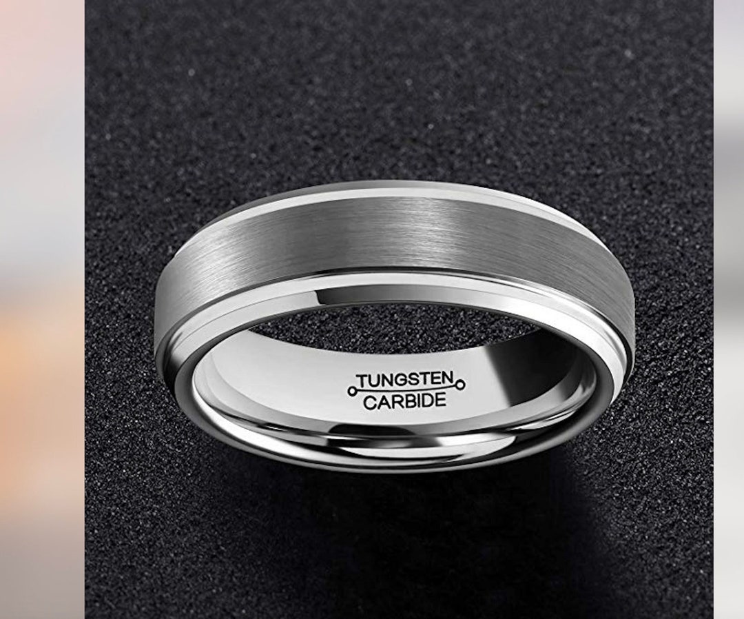 6mm or 8mm Brushed Finish Ring, Custom Engraved Tungsten Ring, Step ...