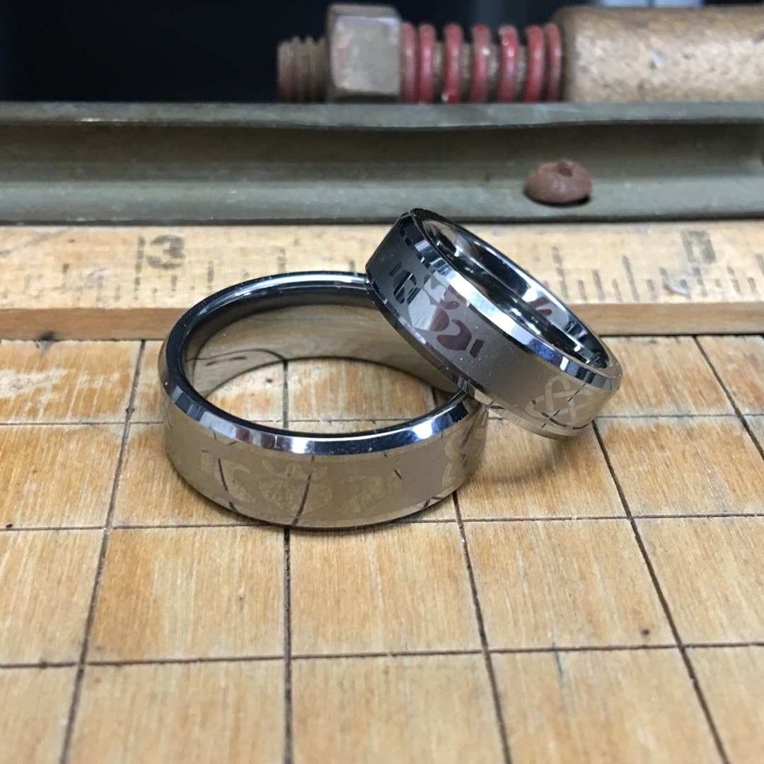 Custom Laser Engraved Tungsten Carbide Ring – Irish Claddagh Design - Etsy