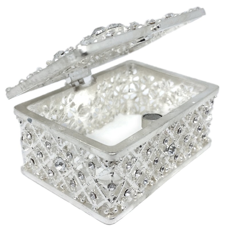 Custom Engraving Crystal Paved Millgrain Mesh Silver Plated - Etsy